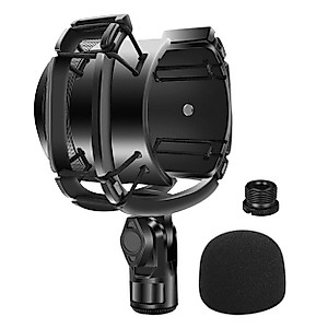 Borenbuir [Newest &Ultra-Durable] Microphone Shock Mount with Pop Filter [Custom Built for Blue yeti Mic] Anti-Vibration Suspension Shock Mount Holder Clip Compatible with Blue Yeti Microphones