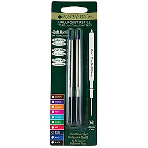 Monteverde Soft Roll Ballpoint Refill for Lamy Ballpoint Pens, Blue/Black, 2 Pack (L132BB)