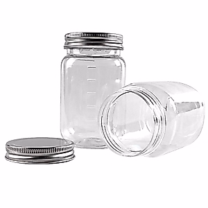 novelinks 16 Ounce Clear Plastic Jars Containers With Screw On Lids - Refillable Round Empty Plastic Slime Storage Containers for Kitchen & Household Storage - BPA Free (10 Pack)