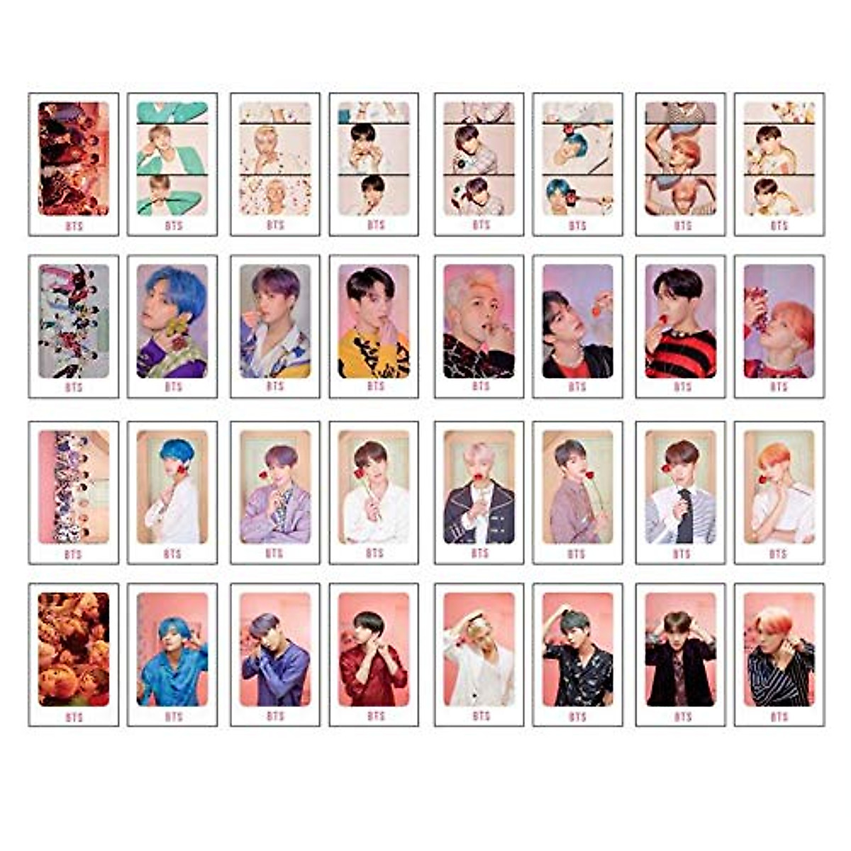 32Pcs Map Of The Soul New Album Lomo Card Set Photo Postcard Set with 5 Photo Clips 2 Meter String 1 3D Sticker