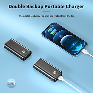 HandFan 10400mAh Handheld Fan With Double Portable Charger, Rechargeable Personal Hand Fan, Foldable Mini Electric Fan, Battery Operated Cooling Fan for Travel Beach Outdoors Indoors(Clear Blade)