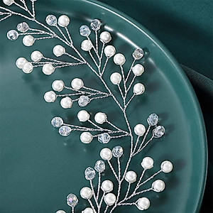 Yean Babys Breath Hair Piece Wedding Hair Vine Silver Rhinestone Headband Bridal Branch Crystal Wreath Crown Bridal Flower Vine Accessories for Bride and Bridesmaid (Silver)