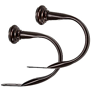 Amazon Basics Room Darkening Blackout Curtain Rod - 48" to 88", Dark Bronze (Espresso) & Decorative Curtain Drapery Holdback, Set of 2, Dark Bronze (Espresso)