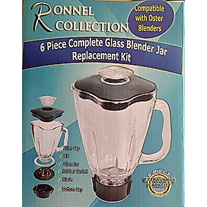 Ronnel Collection 6-Piece Square Blender Glass Jar Replacement Kit for Oster Blender, 1.6 Liter - 6.8 Cup