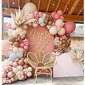 132PCS Dusty Rose Pink Brown Nude Mauve Ivory White Boho Balloons Balloon Garland Kit, Baby Shower Balloons Girls, Boho Teddy Bear Neutral Birthday Wedding Baby Shower Party Decorations for Girl