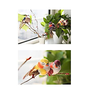 12Pcs Artificial Feather Birds Simulation Foam Birds with Claw Birds Ornaments DIY Craft for Home Garden Wedding Decoration Party Supplies