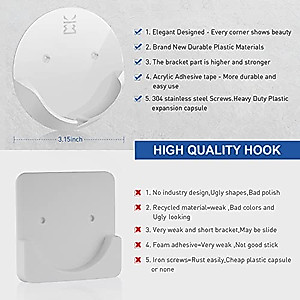 Shower Curtain Rod Holders for Wall – Adhesive Bathroom Tension Rod Retainer with Deeper Bracket Include Strong Tape for No Drilling Quick Mount and 304 Screws for Permanent Installation (Gloss White)