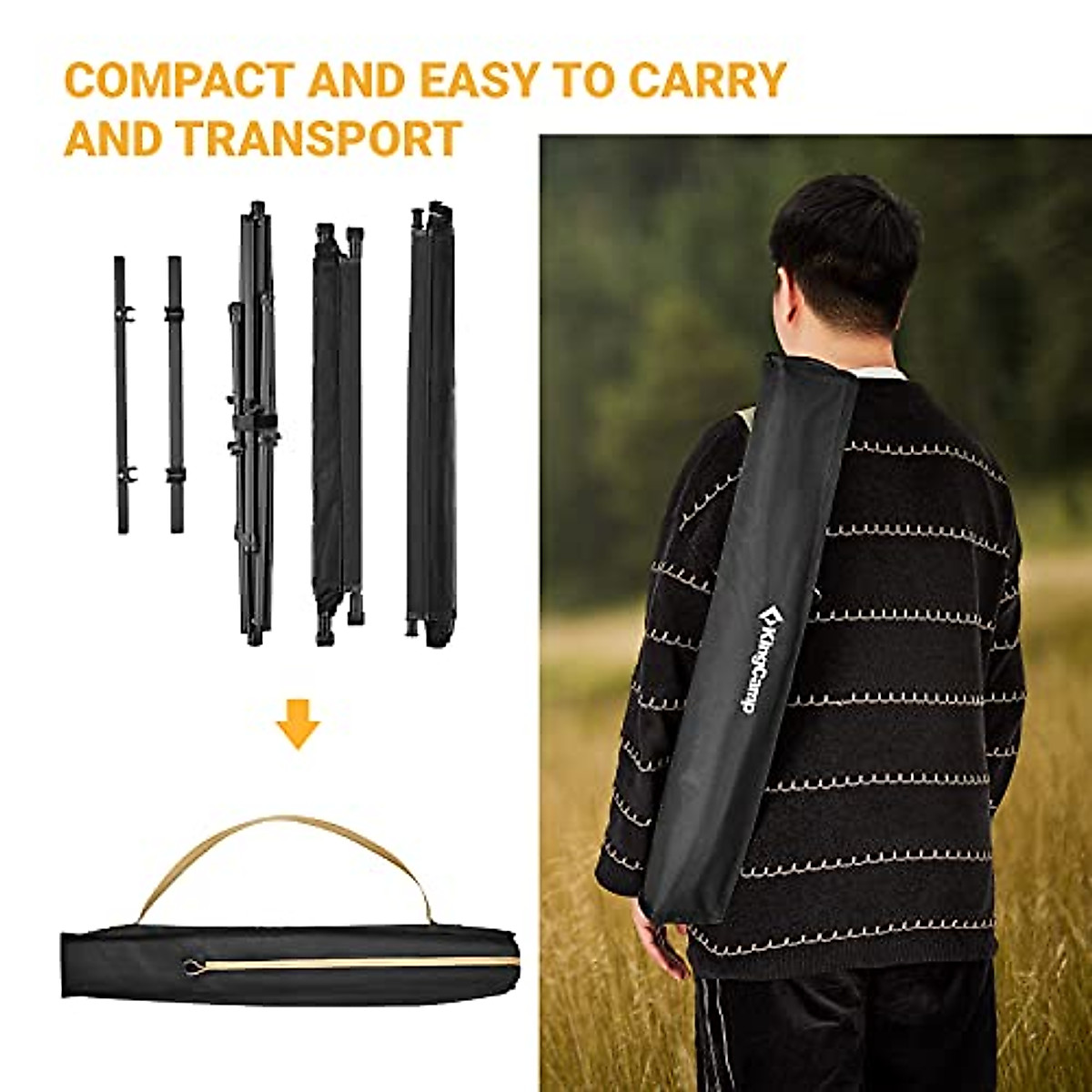 KingCamp Folding Luggage Rack with Storage Mesh Rack Shelf Collapsible Suitcase Stand Aluminum Luggage Rack for Guest Room, Bedroom, Hotel, Camping Cooking,Indoor & Outdoor