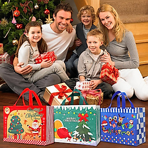 Yunaeduo Christmas Gift Bags - 9 Pcs Gift Bags for Christmas Presents - Christmas Bags with Handles, Christmas Tote Bags, Xmas Gift Bags, Holiday Gift Bags Bulk, 12.5" X 9.8" X 5.5"