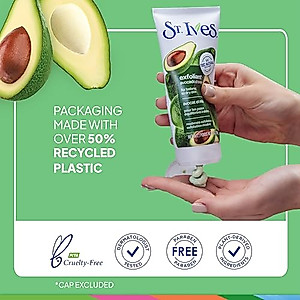 St. Ives Soft Skin Face Scrub, Avocado & Honey Moderate Exfoliator For Soft, Smooth Skin, Oil-free Facial Scrub Made with 100% Natural Exfoliants, 6 oz, 6 Pack