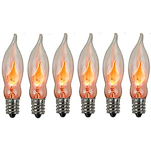 Holiday Joy - Flicker Flame Crystal Clear Flame Tip Candelabra Replacement Bulbs - Great for Electric Window Candle Lamps - CA5 - E12-1 Watt - 120 Volts (6 Pack)