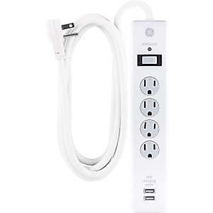 GE Surge Protector Bundle with 4 Outlets, 2 USB Ports, 10ft Cord and 6 Outlets
