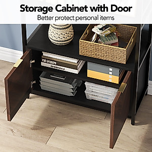 Tribesigns 2PC Bookshelf with Door, 75.9 Inch Tall Etagere Bookcase with Storage Cabinet Shelf, 4-Tier Display Shelf for Bedroom Living Room (Black, 2PC)