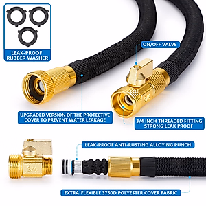 Expandable Garden Hose 100ft, No-Kink Expanding Flexible Water Hose, 3/4" Solid Fittings - Extra Strength Fabric