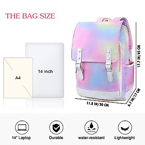 Junlion Vintage Backpack Gift for Girls Marbled School Bag College Daypack Travel Rucksack with USB Charging Port