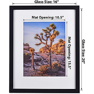 skyDrama Black 16x20 Picture Frames matted to 11x14 Photos, Polystyrene Glass for Wall Hanging-2 Sets.