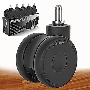 Office Chair Wheels casters 3 inch Silent Chair Wheels for Hardwood Floors and Carpet, Heavy Duty Chair Wheels with Standard stem 7/16″* 7/8″(11mm*22mm), Set of 5-3 Inch