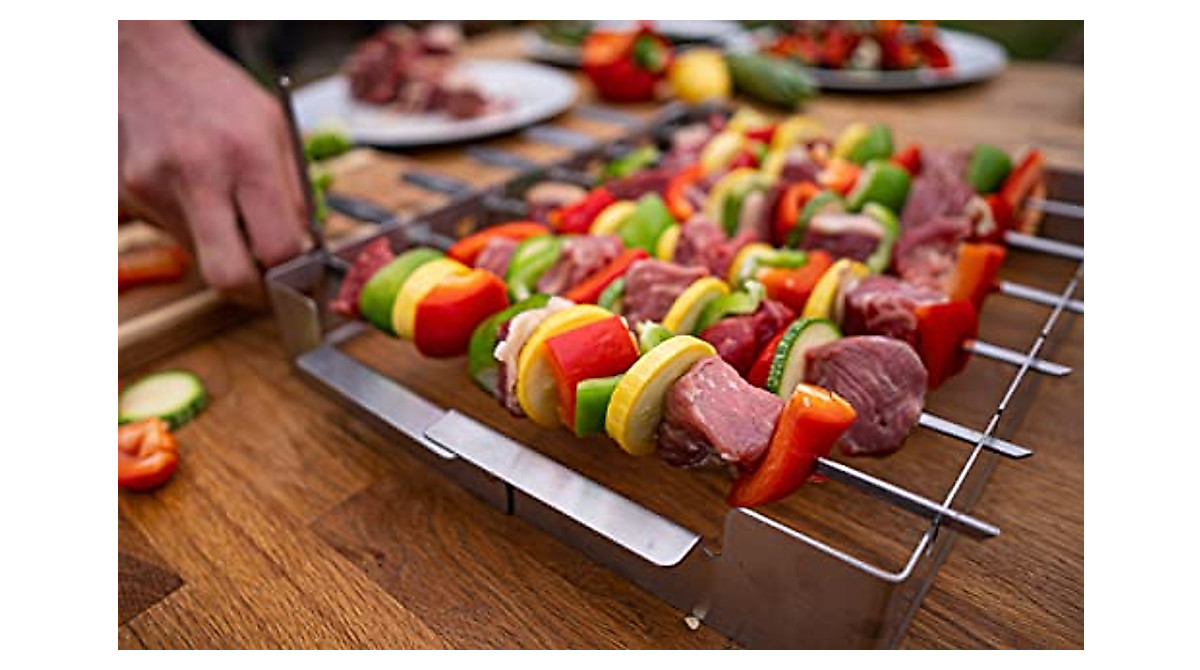 BBQ Dragon Kabob Skewers & Rack: Stainless Steel Grilling Set