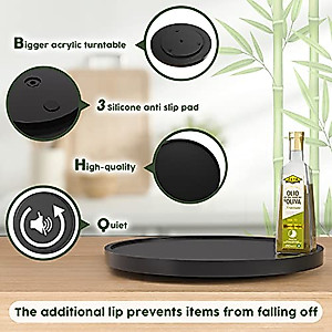 Lazy Susan Organizer, 13.2 Inch Non-Skid Bamboo Lazy Susan for Kitchen Table cabinets Closets and Kitchen Islands, Wood Turntable for Kitchen Countertop Organizer Black