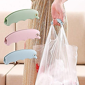 Terrysun 3 Pcs Grocery Bag Carrier with Soft Cushion Grip, Silicone Lifting Holder Handle Grip Keyhole For Shopping Simple Non-Slip Hand Protect Kitchen Gadgets ( Blue+Green+Pink)