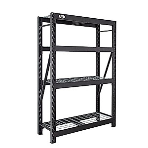 Cat 72 Inch x 48 Inch Industrial Heavy Duty 4 Tier Adjustable Steel Shelving Unit with Hammer Granite Finish, and 2000 Pound Weight Limit, Black
