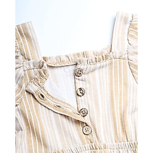 Jessica Simpson Baby Girls' Romper - One Piece Short Sleeve Jumpsuit for Baby Girls with Headband (Infant Sizes: 0-24M), Size 6-9 Months, Yellow Stripe