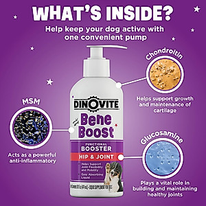 Dinovite BeneBoost Hip & Joint Liquid Food Topper for Dogs - Glucosamine Supplement - Joint Mobility Meal Topper - 16 oz