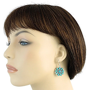 Turquoise Earrings 925 Sterling Silver & Genuine Turquoise (Turquoise)