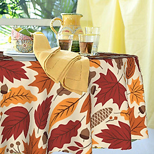 KIYIYZER Fall Maple Leaf Round Tablecloth 60 Inch, Autumn Decoration Tablecover Anti-Wrinkle Waterproof Wipeable Table Cover for Thanksgiving Party Kitchen/Home Dining Decor