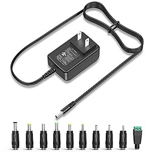 PERFEIDY 18V 1A 0.5A Charger 18.0V 1.0A 0.8A AC Adapter 18W Switching Power Supply DC 18V 1000mA 800mA 600mA 500mA 300mA Adaptor Regulated Transformer Cord with 10 Interchangeable Jacks Plug UL Listed