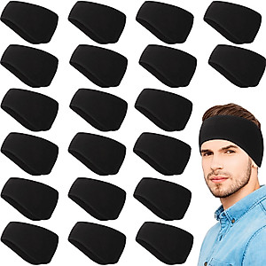 Jexine 20 Pcs Headband Ear Warmer Bulk Fleece Winter Ear Muffs Running Gear Running Headband for Women Men Sports Cold Weather (Black)
