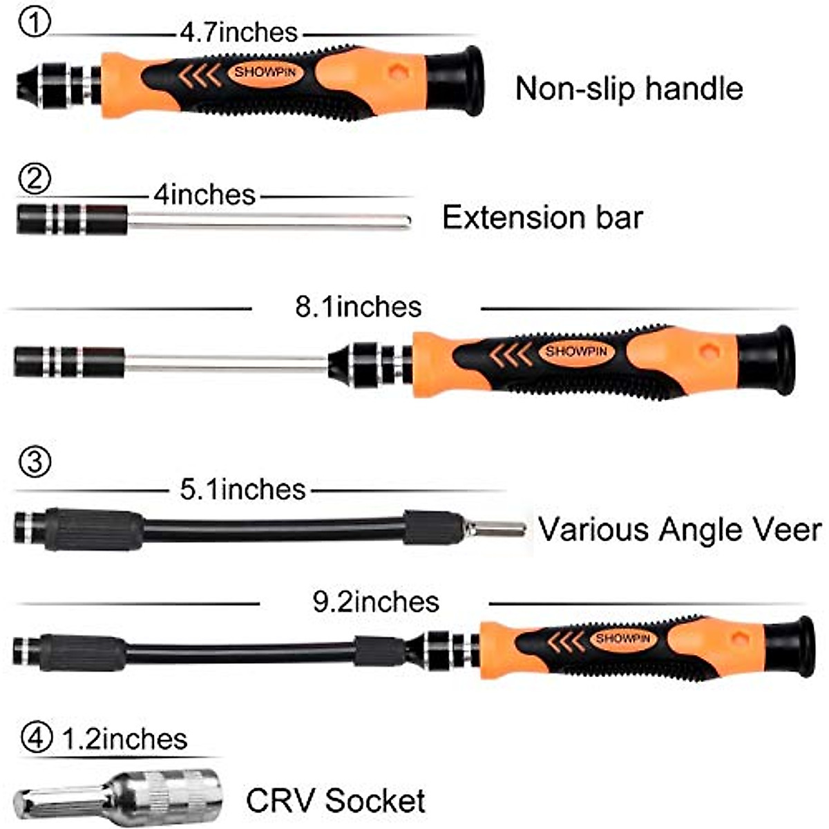 Precision Screwdriver Set, SHOWPIN 46 in 1 Laptop Screwdriver Kit with T5 T6 T8 T10 Torx Bit Set, Electronics Tool Kit Compatible for Game Console, iPhone, Cell Phone, PC, and Computer Repair