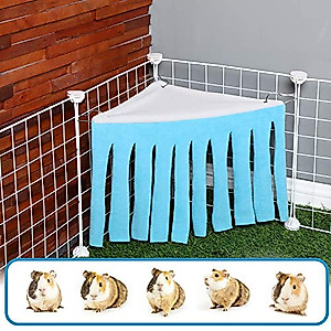 2 Pieces Guinea Pig Hideout Small Animal Corner Fleece Hideaway Cute Ferret Hammock and Sleeping Bed for Ferrets Chinchillas Small Pets (Grey with Blue, Grey with Green, Patternless)