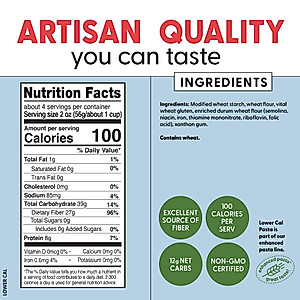 Pastabilities, Lower Calorie Pasta, Ruffles Pasta (8 oz, Pack of 2) Low Calorie Pasta, 100 Calories Per Serving, 12g Net Carbs, Low Carb Pasta