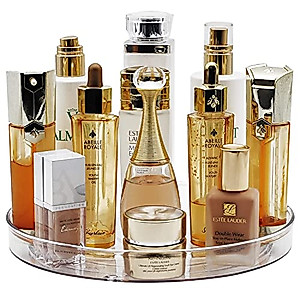 Lazy Susan Turntable Food Storage Container for Cabinets, Pantry, Refrigerator, Countertops, BPA Free - Spinning Organ-izer Rack for Spices, Condiments, Baking Supplies - 9" Round，Clear