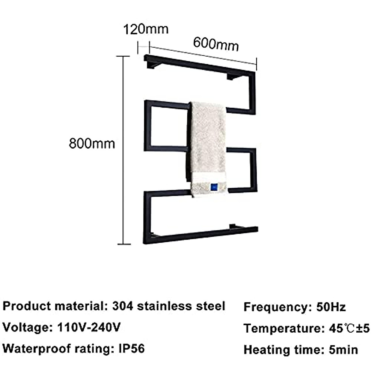 Bathroom Towel Warmer Electric Heated Towel Rack, Towel Warmer Drying Rack, Electric 304 Stainless Steel Heated Towel Rack, 10-Bar Wall Mounted Constant Temperature Heated Towel Rail Bathroom Radiator