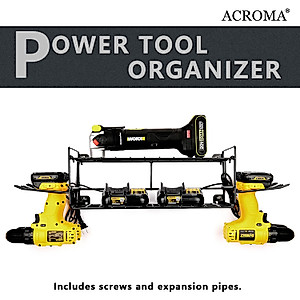 ACROMA 4-Layer Heavy-Duty Power Tool Organizer Wall Mount, Power Tool Storage Rack - Efficiently Organize and Display Tools(Black)