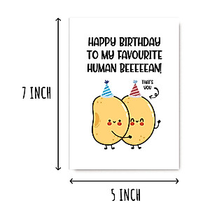 EruditeGifts Happy Birthday To My Favourite Human Bean - Card For Women And Men - Romantic Card Gifts For Her And Him - Funny Birthday Card