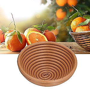 Bread Proofing Basket Set, Washable Bread Fermentation Basket Innovative Shape Baking for Kitchen Home Bakery (Yellow brown round 16X6CM)