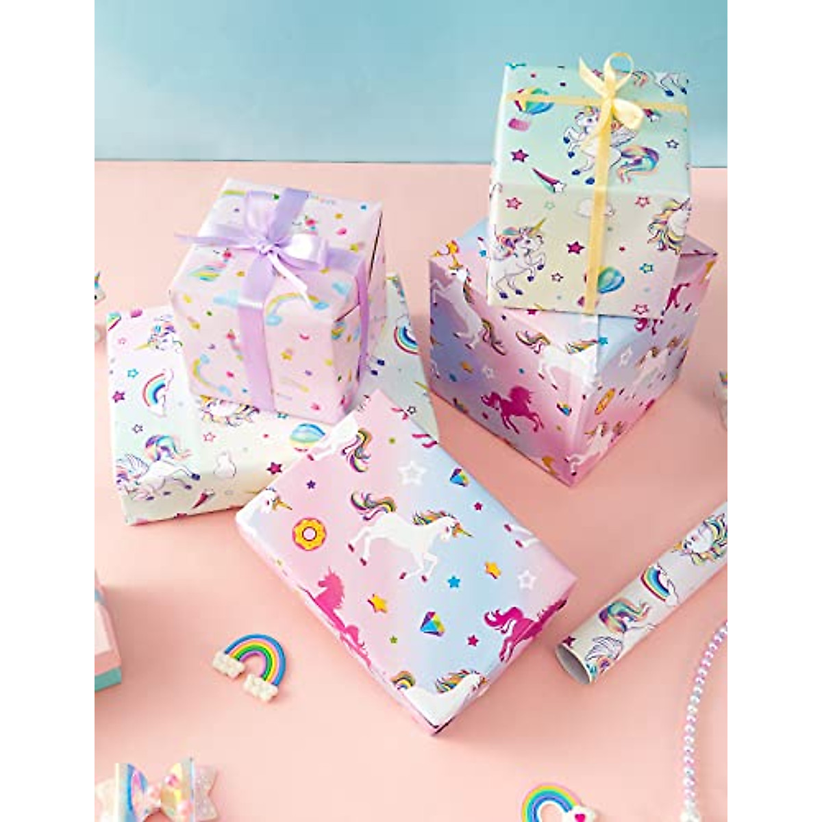 Unicorn Wrapping Paper - 10 Sheet 20'' x 27'' Unicorn Gift Wrapping Paper Girls Birthday Wrapping Paper Pink Wrapping Paper Child Gift Wrap Paper Wrapping Paper Kids Girls Birthday Wrapping Paper