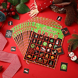 Skylety Christmas Bingo Game Cards for Adults 24 Players Holiday Christmas Games Sets for Large Groups Family Party School Classroom Xmas Activities