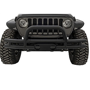 Rampage Double Tube Front Bumper with Hoop | Steel, Black | 86620 | Fits 2007 - 2018 Jeep Wrangler JK, and 2018 - 2022 Wrangler JL