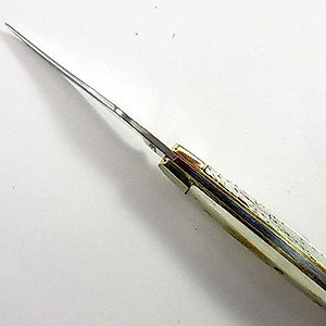 FOLDING POCKET KNIFE 5.25" Rite Edge Bone Handle Silver Toothpick Carbon Sharp Blade Knife