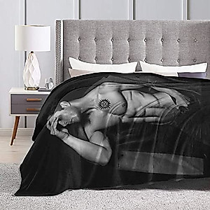 Jensen Ackles Soft and Comfortable Warm Fleece Throw Blankets Yoga Blankets Beach Blanket Picnic Blankets for Sofa Bed Camping Travel … (60"x50")