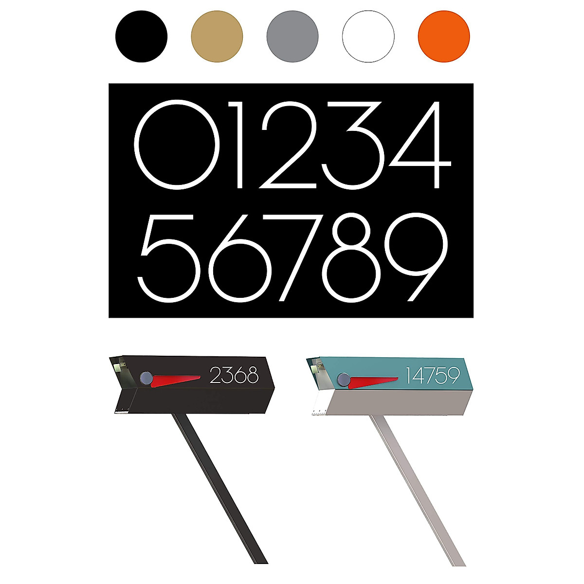 modbox USA Modern Mailbox Address Numbers in Chalet Style Font, Custom Cut to Order, Set of 2 (Paris)