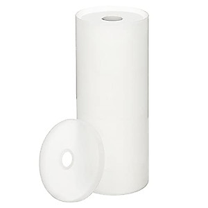 mDesign Plastic Floor Stand Toilet Paper Organizer with Cover, 3-Roll Space-Saving Tissue Storage for Bathroom - Fits Under Sink, Vanity, Shelf, in Cabinet, Corner - Aura Collection - Frost