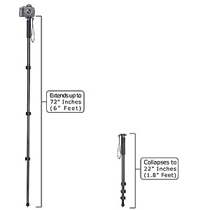 72" Pro Camera Monopod with Quick Release for GoPro HERO1, HERO2, HERO3, HERO3+, HERO4, HERO4 Session, HERO5 Cameras + Tripod Mount + eCostConnection Microfiber Cloth