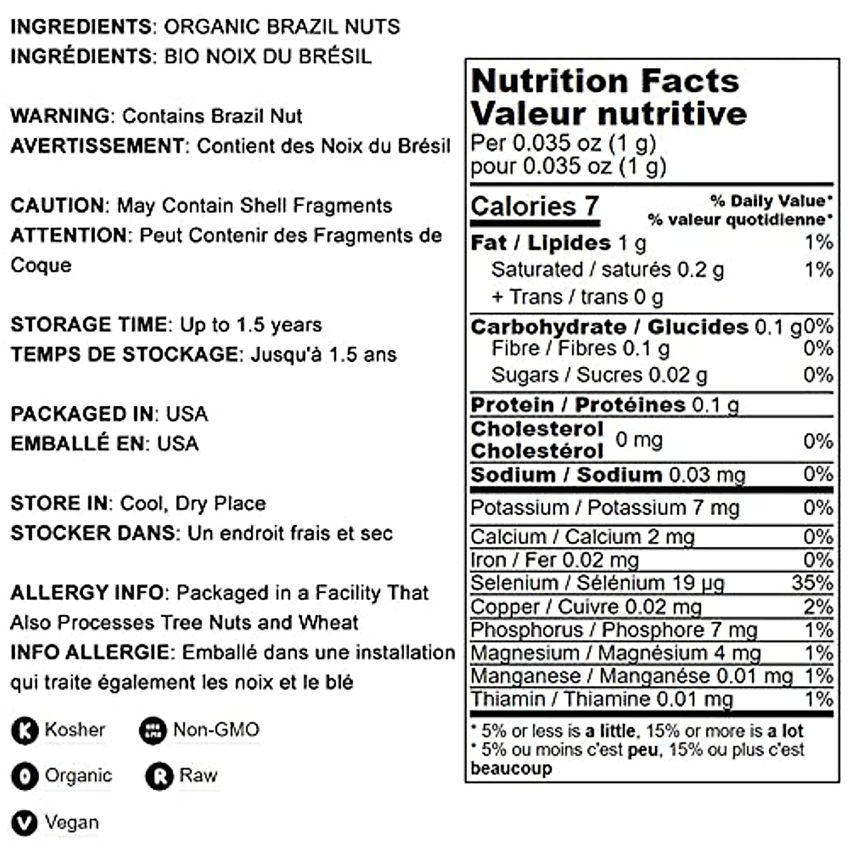 Food to Live - Organic Brazil Nuts, 8 Ounces – Non-GMO, Raw, Whole, No Shell, Unsalted, Kosher, Vegan, Keto, Paleo Friendly, Bulk, Rich in Selenium