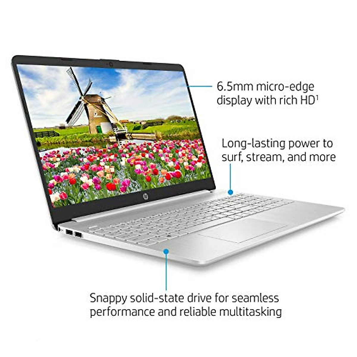 HP 15-dy1024wm 15.6 inches HD i3-1005G1 3.4GHz 4GB RAM 128GB SSD Win 10 Home in S Mode Silver (Renewed)
