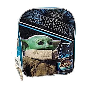 Fast Forward Star Wars"The Child" Baby Yoda 11" Plain Front Mini Backpack, Black, Small
